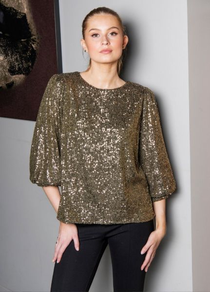 Kjøp LOUISE PALJETT TOPP - SAGE SHIMMER - GULL - MISSMAYA - Dame fra Boutique No6 - 40095-798