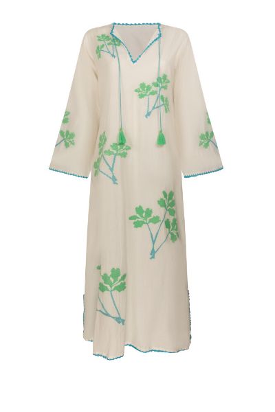 Kjøp PLACE DU SOLEIL LANG KJOLE M BRODERIER HVIT/MINT - Place du Soleil ...