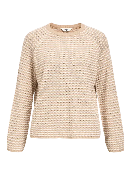 Kjøp OBJESTER L/S KNIT PATTERN TOP - HUMUS/CLOUD DANCER - Object - Dame fra Storm Førde - 23044106